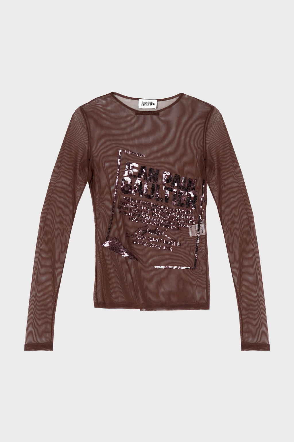 JEAN PAUL GAULTIER - MESH CREWNECK LONG SLEEVES TOP EMBROIDERED ...