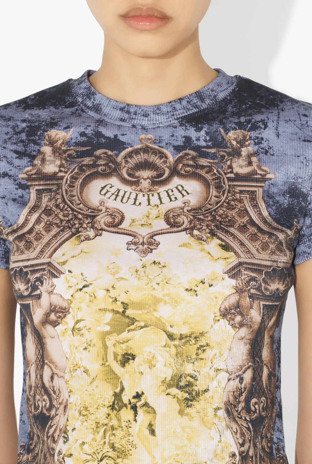 JEAN PAUL GAULTIER - COTTON RIBBED TEE-SHIRT PRINTED "MÉDAILLON ...
